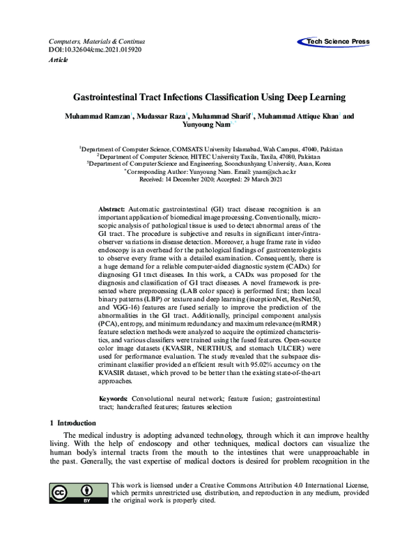 (PDF) Gastrointestinal Tract Infections Classification Using Deep Learning
