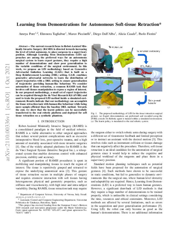 (PDF) Learning from Demonstrations for Autonomous Soft-tissue Retraction