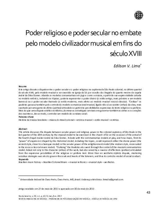 (PDF) Poder religioso e poder secular no embate pelo modelo civilizador ...