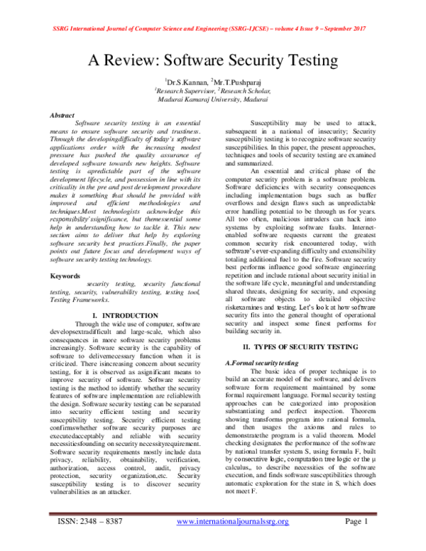 (PDF) A Review: Software Security Testing