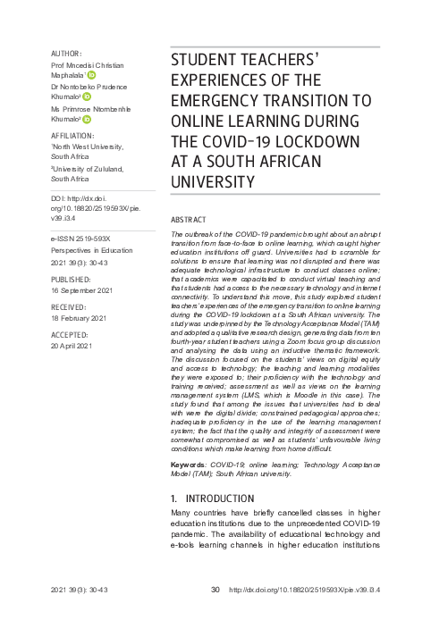 (PDF) Student teachers’ experiences of the emergency transition to ...