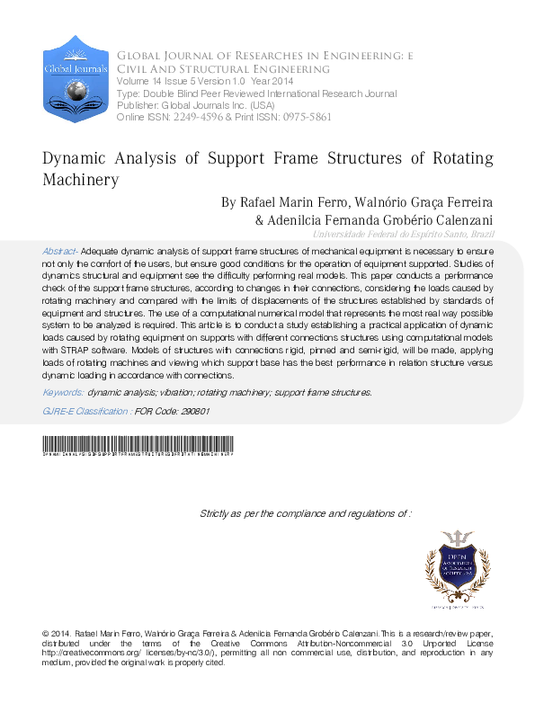 (PDF) Dynamic Analysis of Support Frame Structures of Rotating Machinery