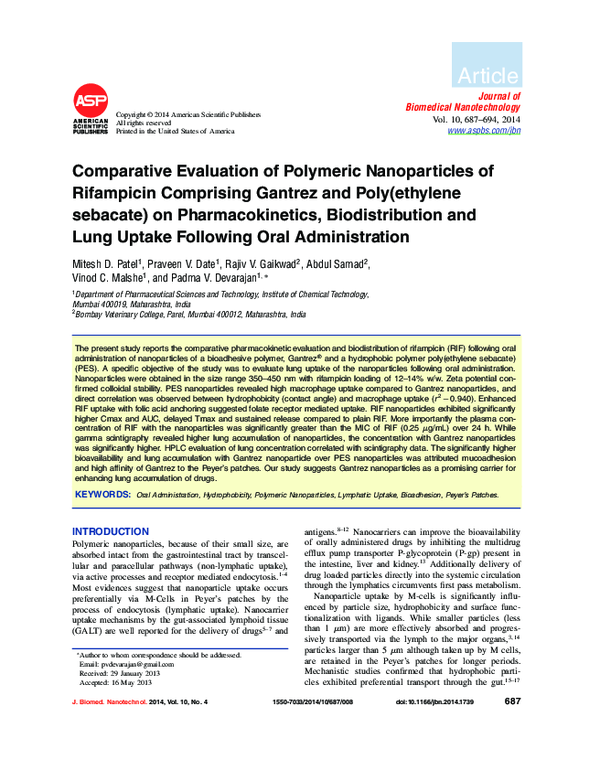 (PDF) Comparative Evaluation of Polymeric Nanoparticles of Rifampicin ...