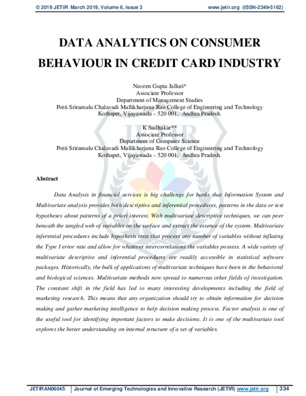 (PDF) DATA ANALYTICS ON CONSUMER BEHAVIOUR IN CREDIT CARD INDUSTRY