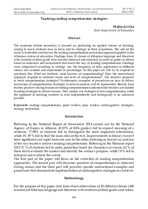 (PDF) Teaching reading comprehension strategies