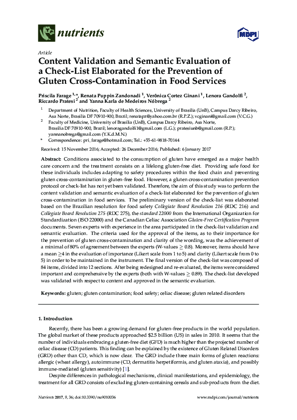 (PDF) Content Validation and Semantic Evaluation of a Check-List Elaborated for the Prevention ...