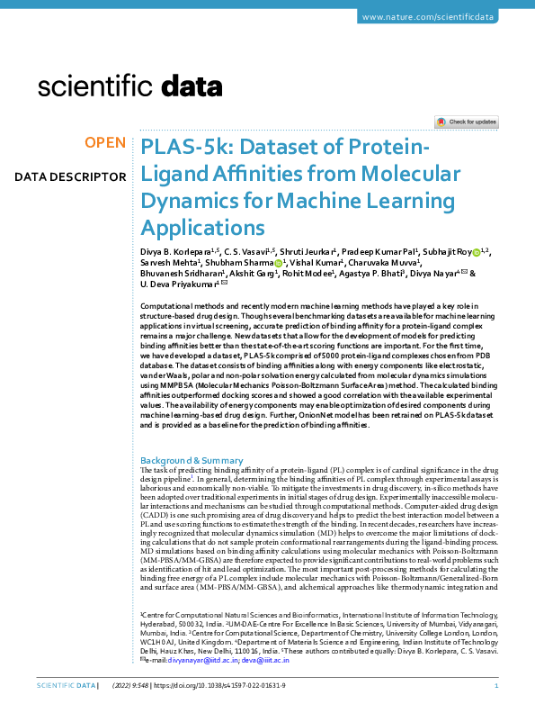 (PDF) PLAS-5k: Dataset of Protein-Ligand Affinities from Molecular ...