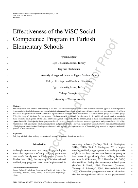 (PDF) Effectiveness of the ViSC Social Competence Program in Turkish ...