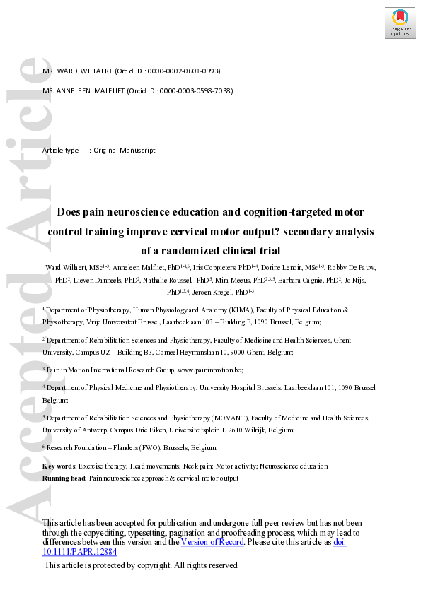 (PDF) Does pain neuroscience education and cognition-targeted motor ...