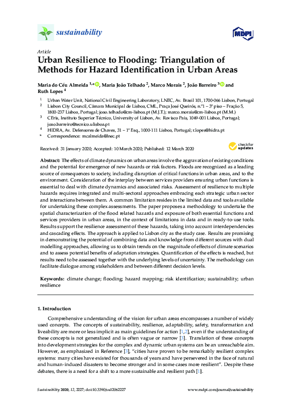 (PDF) Urban Resilience to Flooding: Triangulation of Methods for Hazard Identification in Urban ...