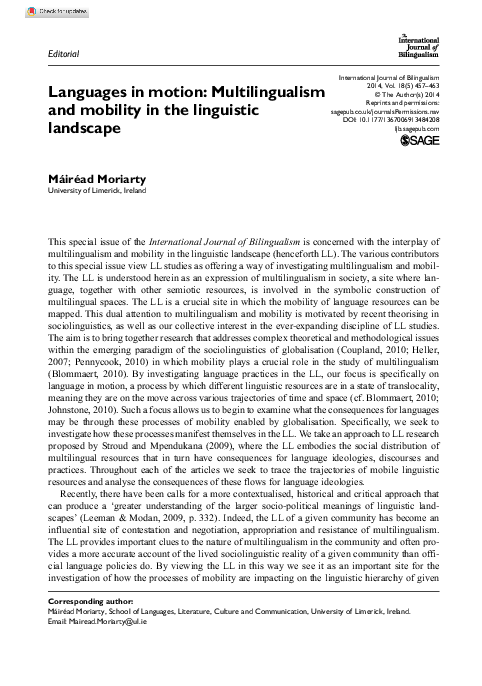(PDF) Languages in motion: Multilingualism and mobility in the ...
