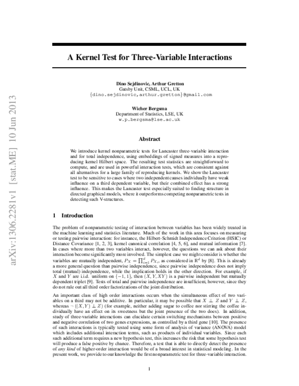 (PDF) A kernel test for three-variable interactions