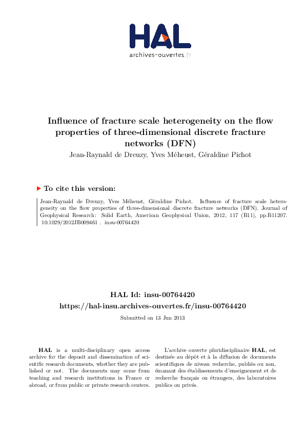 (PDF) Influence of fracture scale heterogeneity on the flow properties of three-dimensional ...