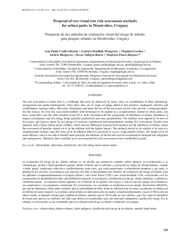 (PDF) Proposal of two visual tree risk assessment methods for urban ...