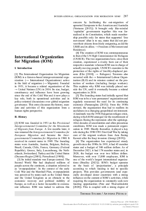 (PDF) International Organization for Migration (IOM)