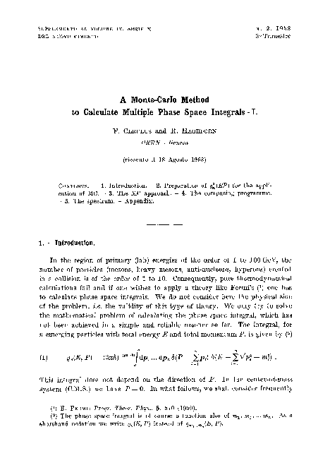 Pdf A Monte Carlo Method To Calculate Multiple Phase Space Integrals — I