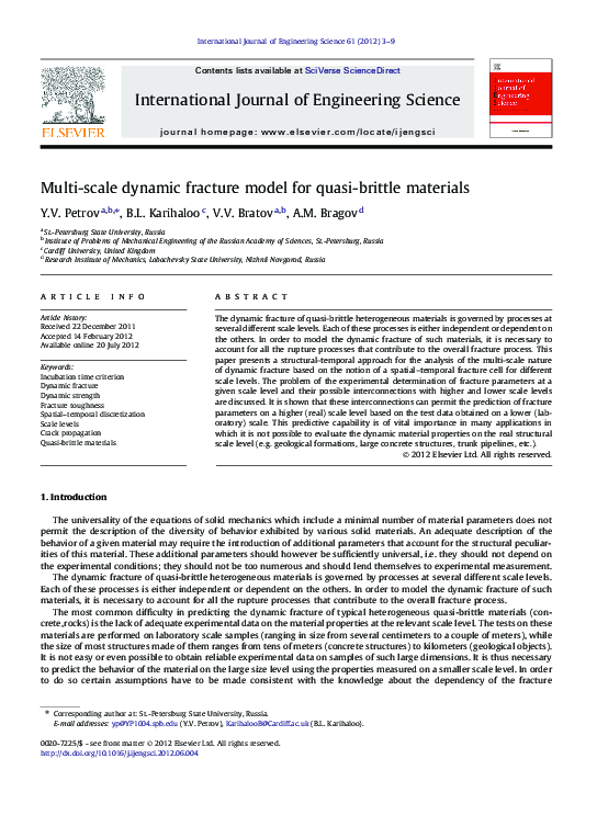 Pdf Multi Scale Dynamic Fracture Model For Quasi Brittle Materials