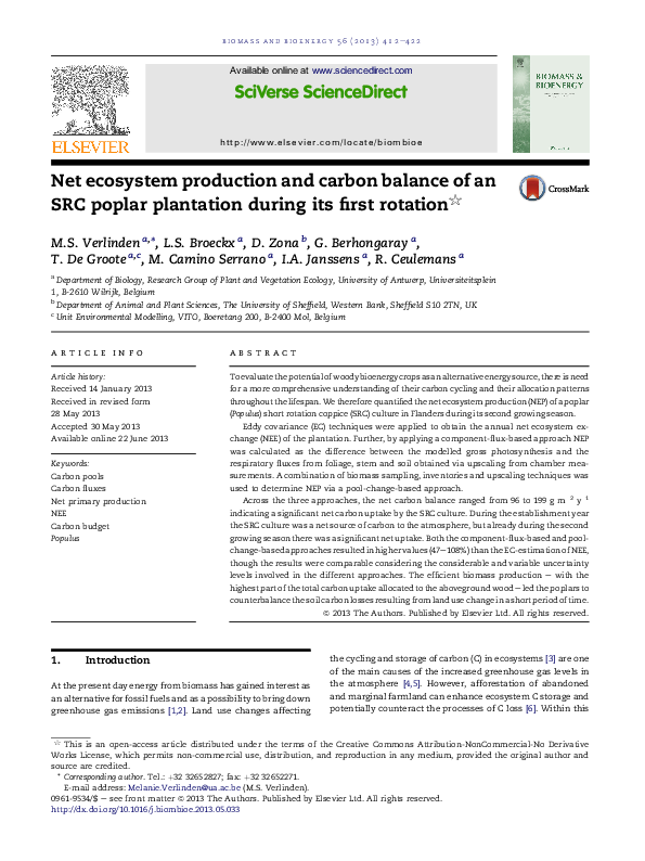 (PDF) Net ecosystem production and carbon balance of an SRC poplar plantation during its first ...