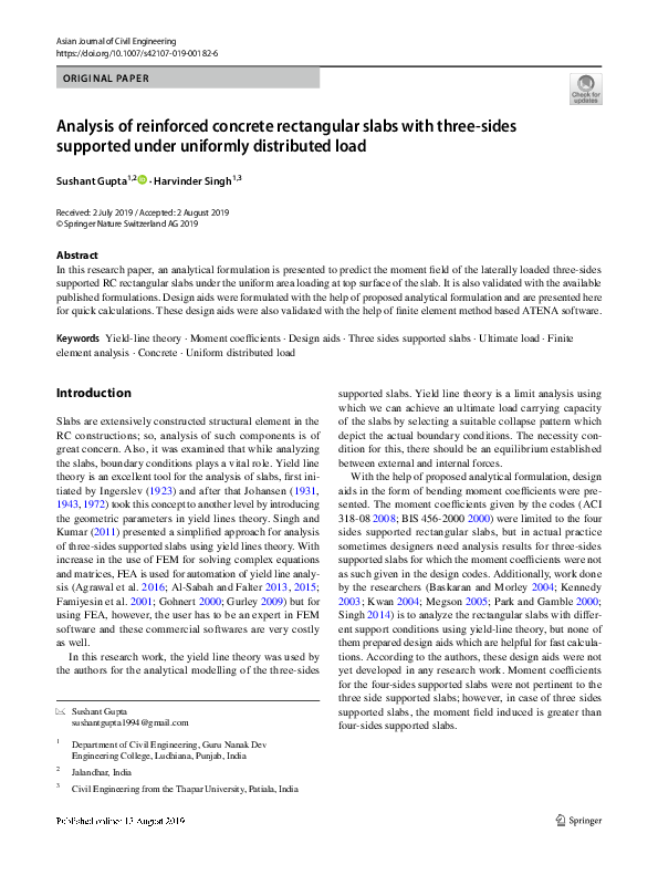 (PDF) Analysis of reinforced concrete rectangular slabs with three ...