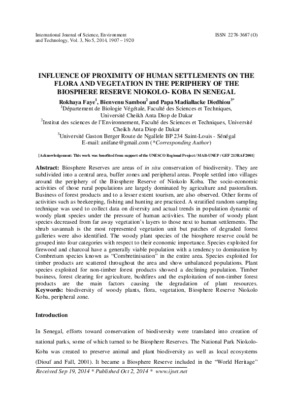 (PDF) Département de Biologie Végétale, Faculté des Sciences et Techniques