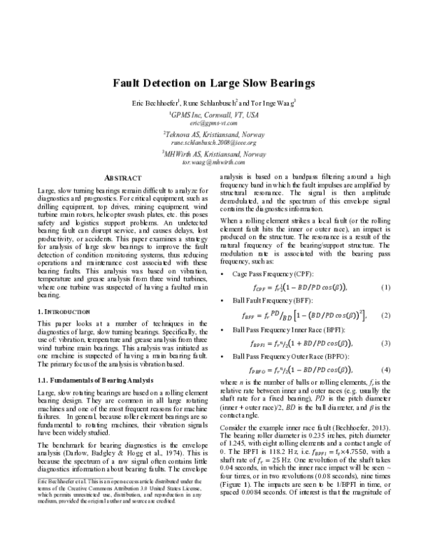 (PDF) Fault Detection on Large Slow Bearings