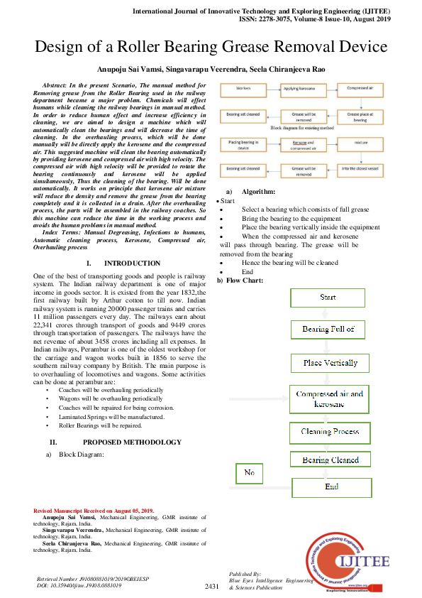 (PDF) Design of a Roller Bearing Grease Removal Device