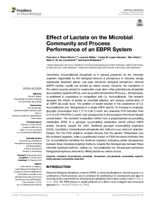 (PDF) Effect of Lactate on the Microbial Community and Process ...
