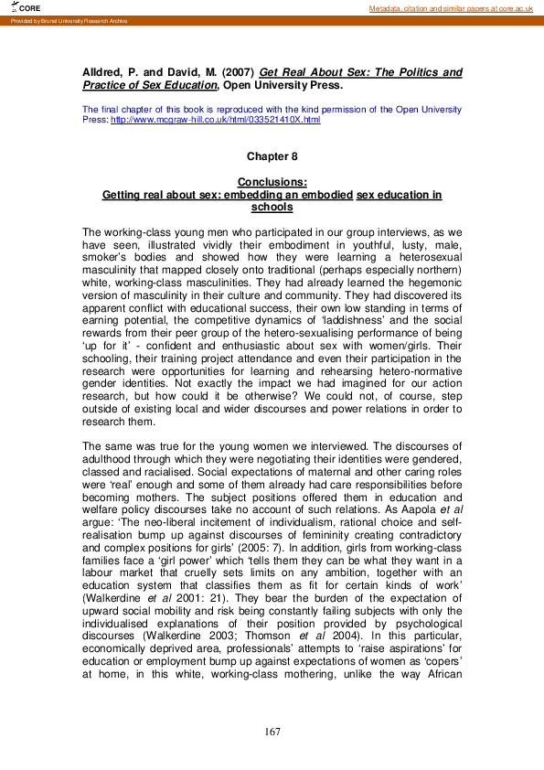 Pdf Conclusions Getting Real About Sex Embedding An Embodied Sex