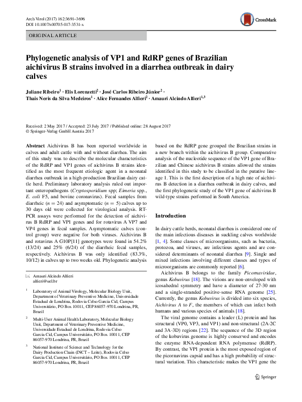 (PDF) Phylogenetic analysis of VP1 and RdRP genes of Brazilian ...