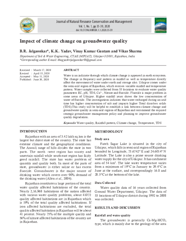 (PDF) Impact of climate change on groundwater quality