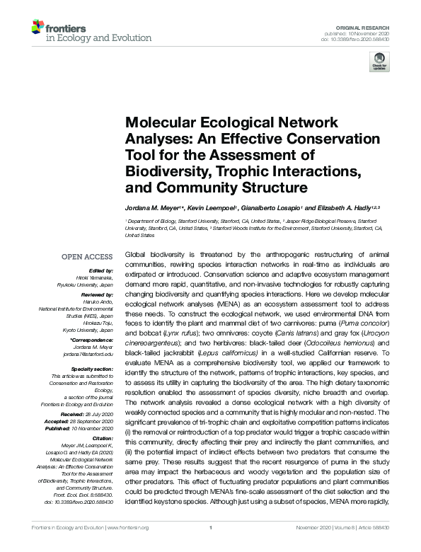 (PDF) Molecular Ecological Network Analyses: An Effective Conservation ...