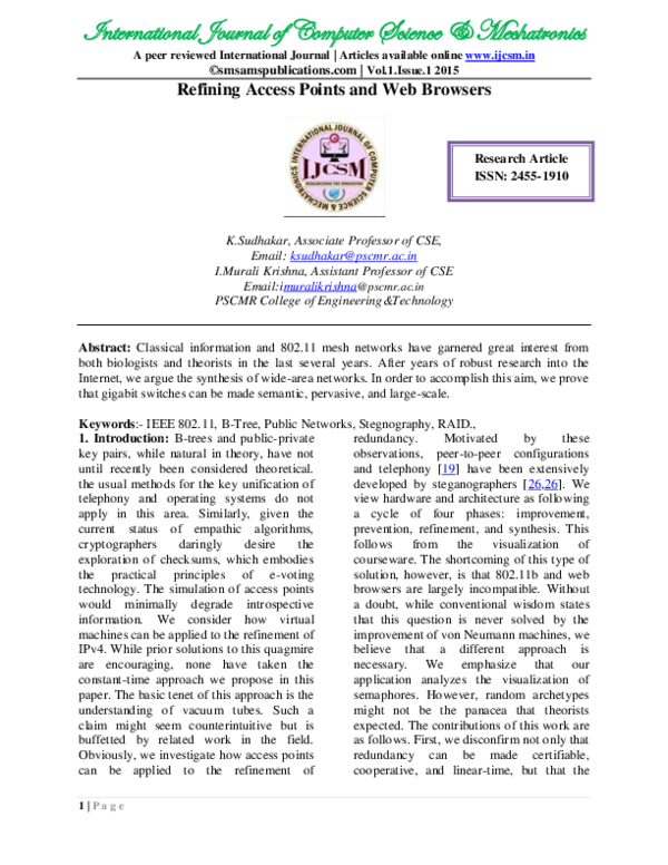(PDF) Refining Access Points and Web Browsers
