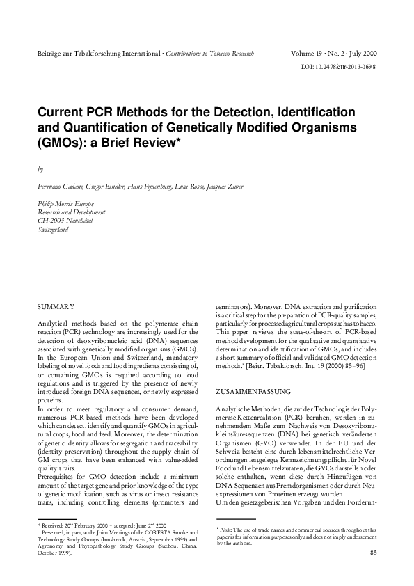 Pdf Current Pcr Methods For The Detection Identification And