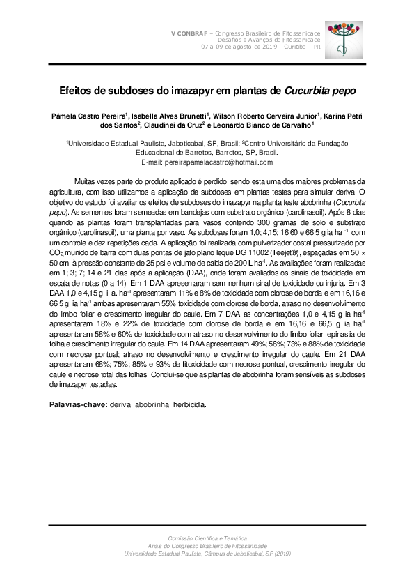 (PDF) Efeitos de subdoses do imazapyr em plantas de Cucurbita pepo ...