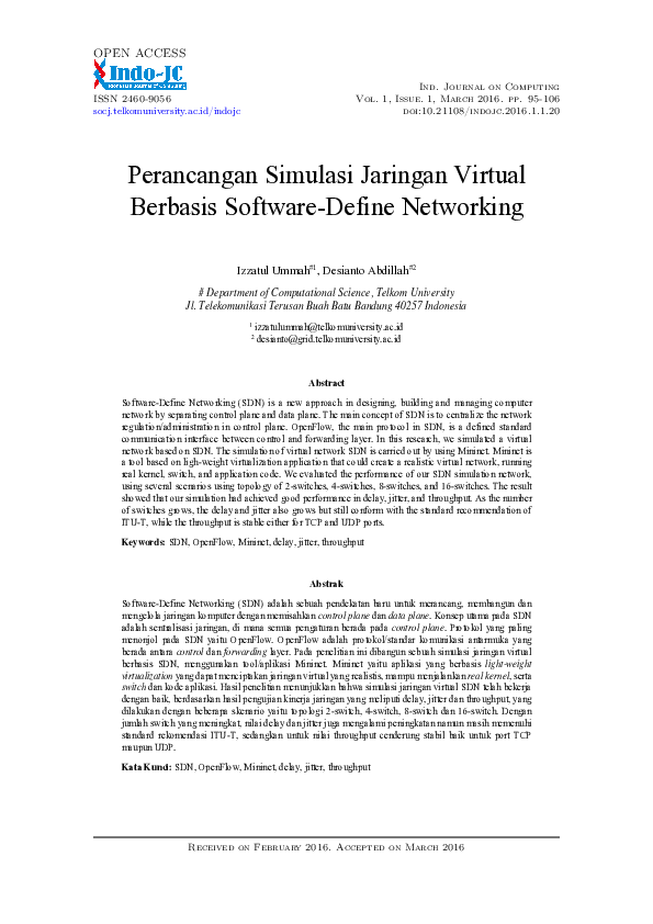 (PDF) Perancangan Simulasi Jaringan Virtual Berbasis Software-Define Networking