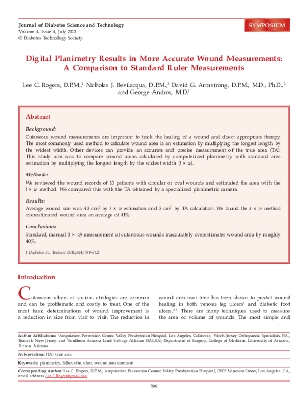 (PDF) Digital Planimetry Results in More Accurate Wound Measurements: A ...