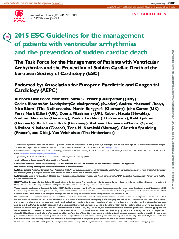 (PDF) 2015 ESC Guidelines for the management of patients with ...
