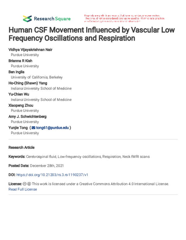 (PDF) Human CSF Movement Influenced by Vascular Low Frequency ...