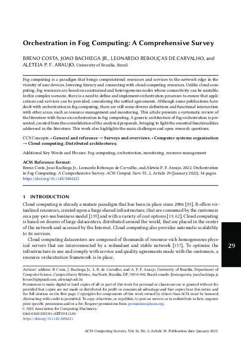 (PDF) Orchestration in Fog Computing: A Comprehensive Survey