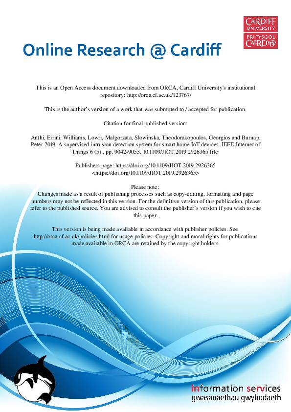 Pdf A Supervised Intrusion Detection System For Smart Home Iot Devices