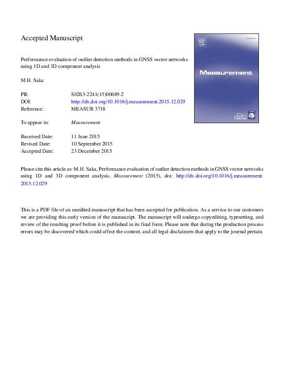 Pdf Performance Evaluation Of Outlier Detection Methods In Gnss
