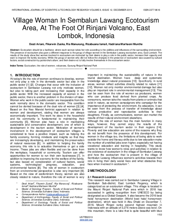 (PDF) Village Woman in Sembalun Lawang Ecotourism Area, At The Foot of Rinjani Volcano, East ...