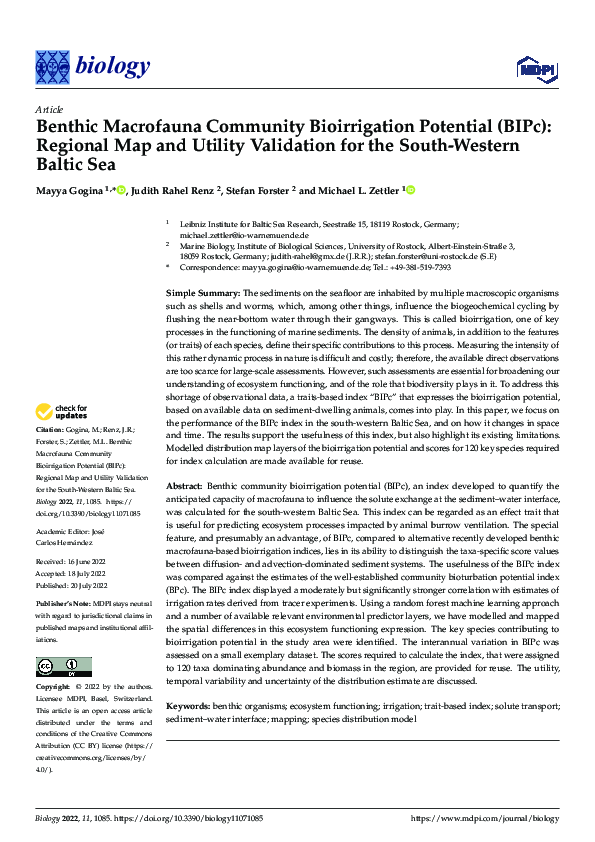 (PDF) Benthic Macrofauna Community Bioirrigation Potential (BIPc ...
