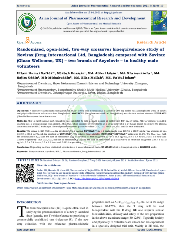 (PDF) Randomized, open-label, two-way crossover bioequivalence study of ...