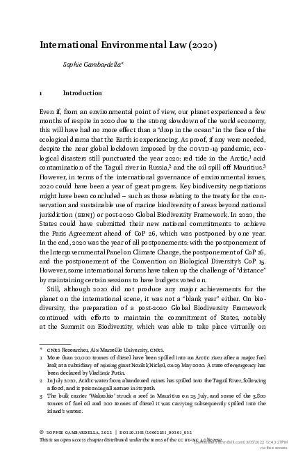 (PDF) International Environmental Law (2020)
