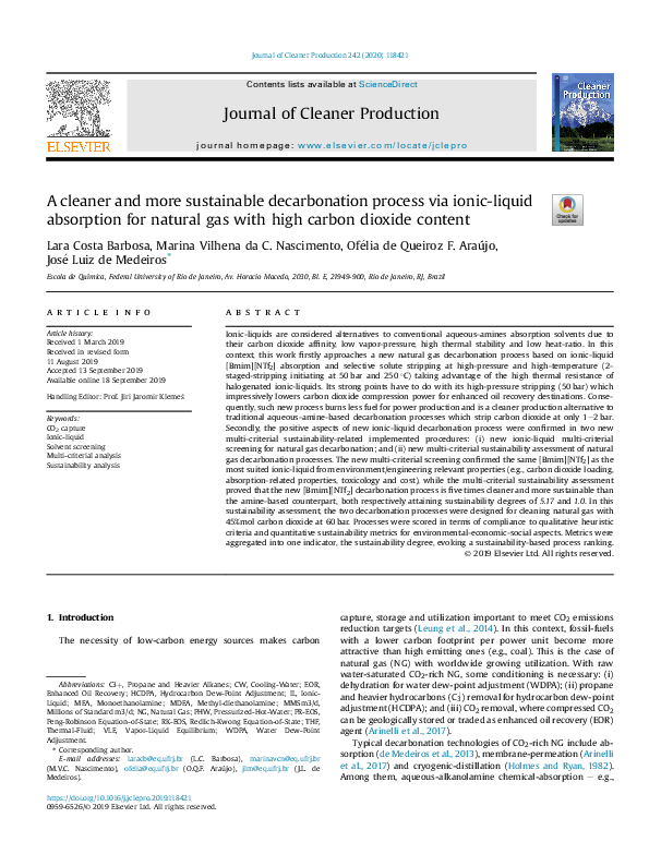 (PDF) A cleaner and more sustainable decarbonation process via ionic ...
