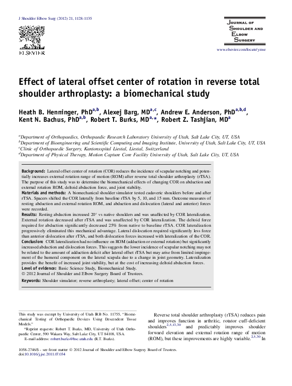(PDF) The biomechanics of the supraspinatus-deficient shoulder treated ...