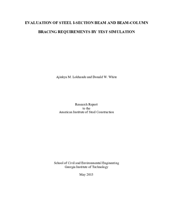 (PDF) Evaluation of steel I-section beam and beam-column bracing ...