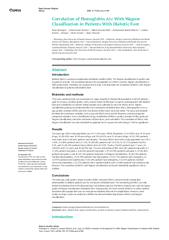 (PDF) Correlation of Hemoglobin A1c With Wagner Classification in ...