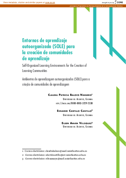 (PDF) Entornos de aprendizaje auto-organizado (SOLE) para la creación ...